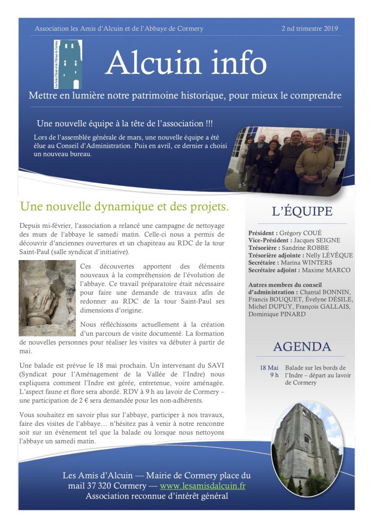 La lettre Alcuin info du 2nd trimestre est arrivée – Les Amis d'Alcuin